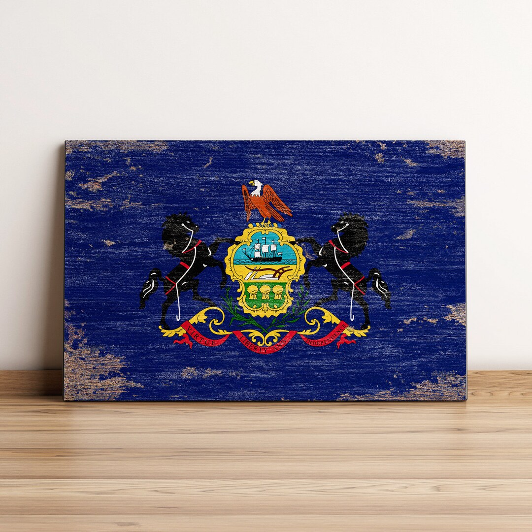 Pennsylvania State Flag Wall Art, Pennsylvania Flag, Wood Printing Flag ...