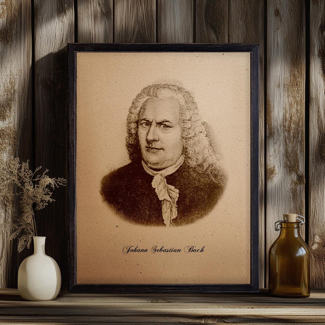 Johann Sebastian Bach Portrait Wood Print Framed Wall Art, Wood Wall ...