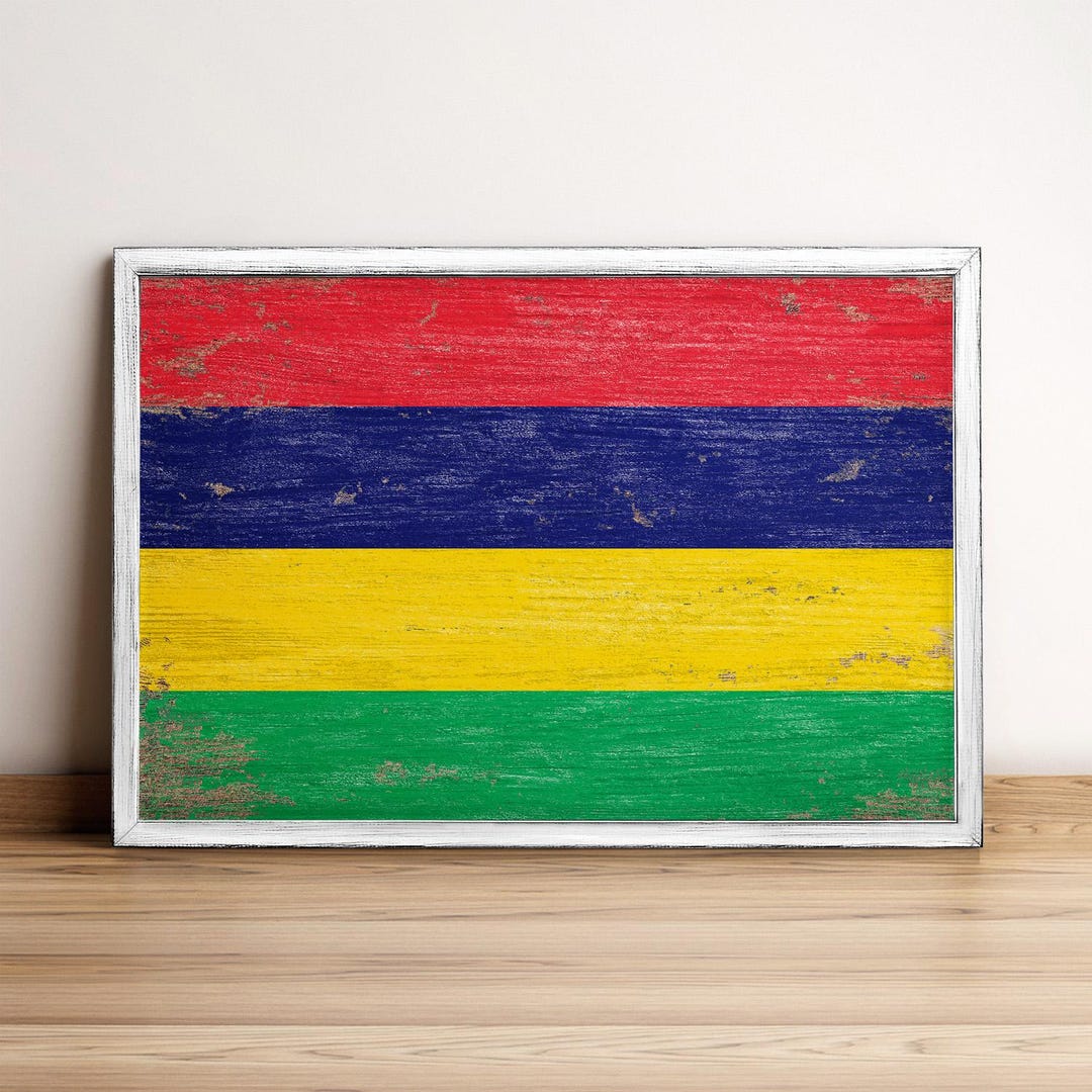 Mauritius Flag Framed Wall Art, Wood Printing Flag, Wood Framed Wall ...