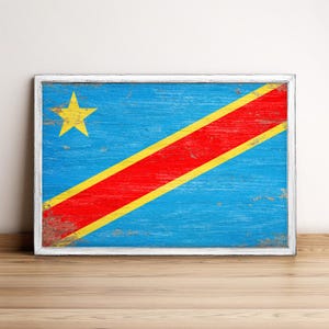 Democratic Republic of the Congo Flag Framed Wall Art, Wood Printing ...