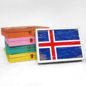 Iceland Flag Keepsake Box, Wood Printing Flag, Wood Art, Wall Hanging ...