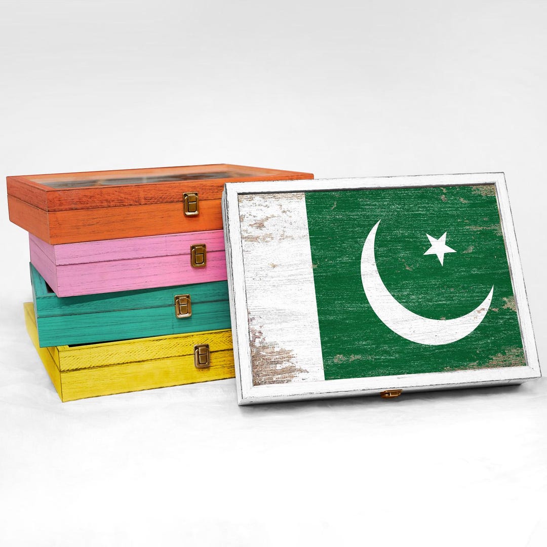 Pakistan Flag Keepsake Box, Wood Printing Flag, Wood Art, Wall Hanging ...