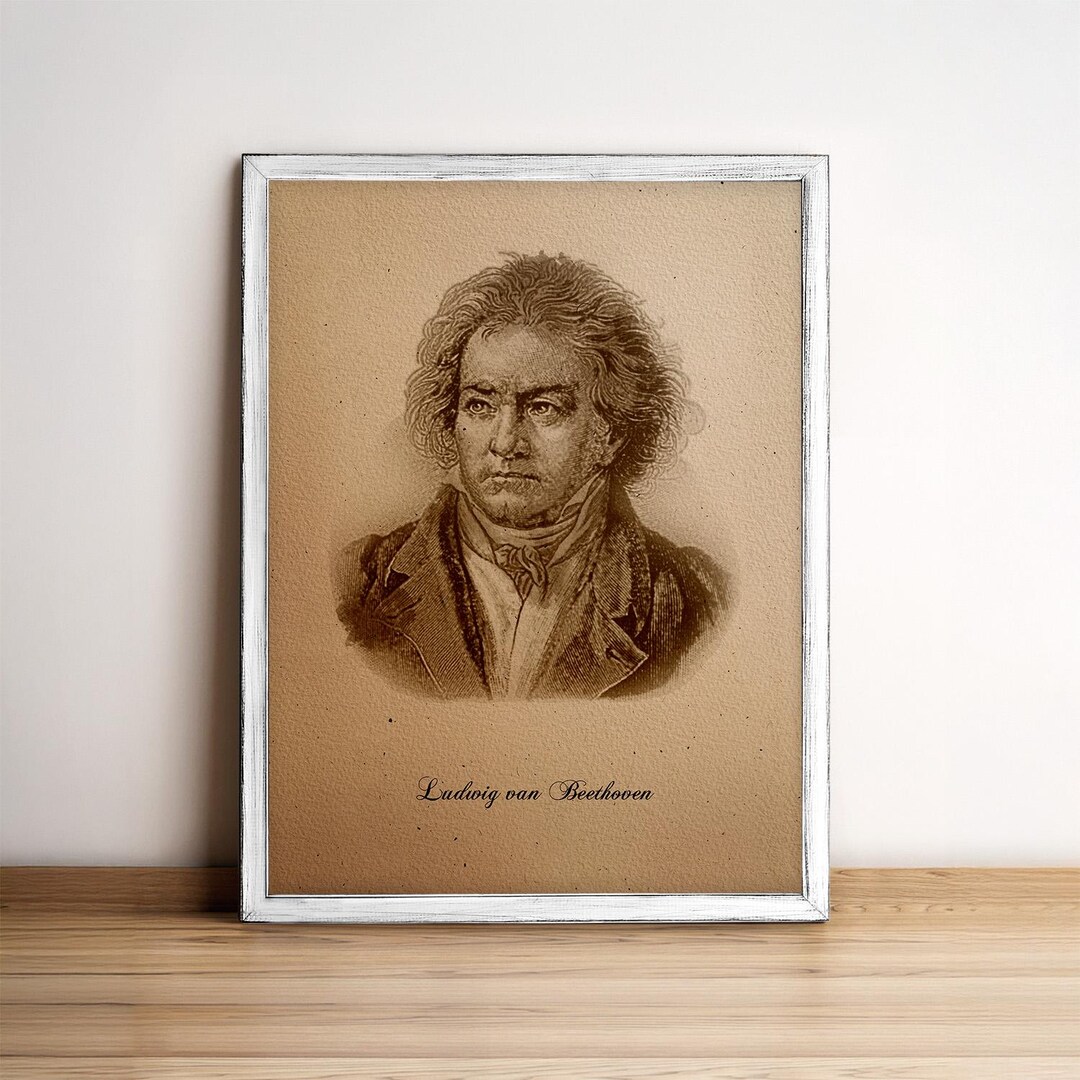 Ludwig Van Beethoven Portrait Wood Print Framed Wall Art, Wood Wall Art ...