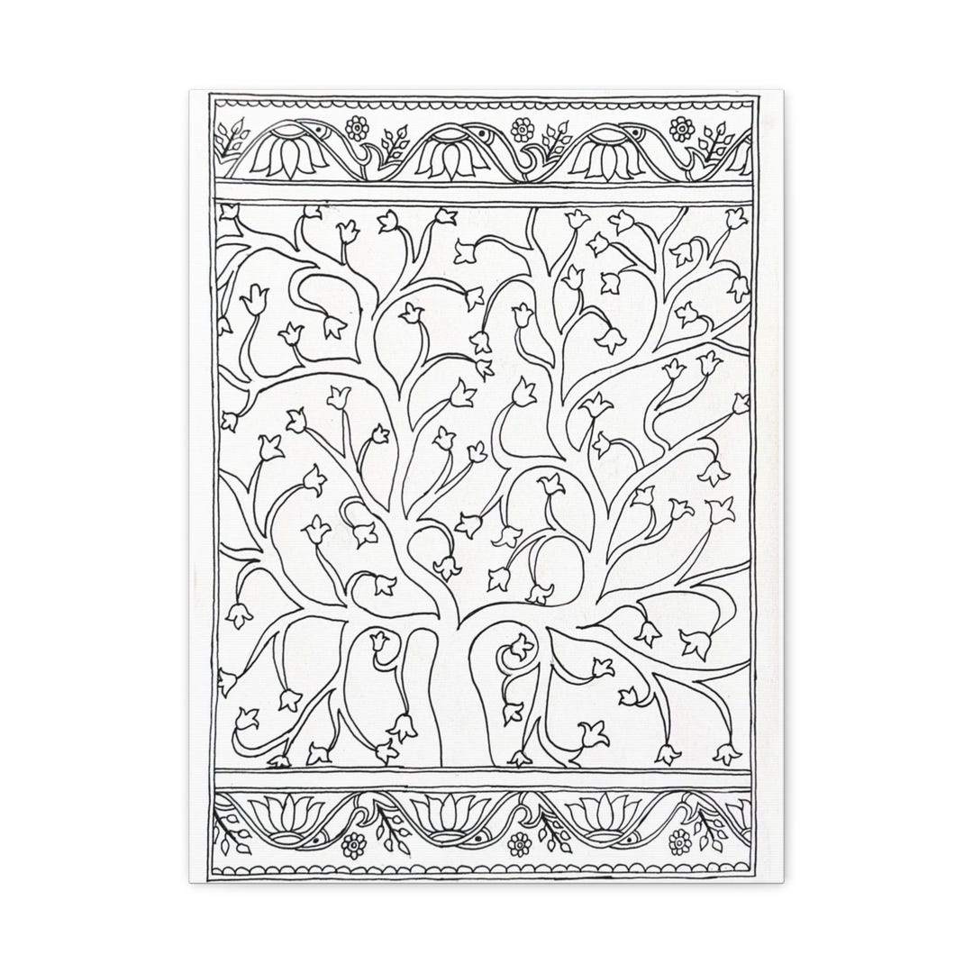 Pre-printed Kalpavriksha / Tree of Life Madhubani Painting for Home ...