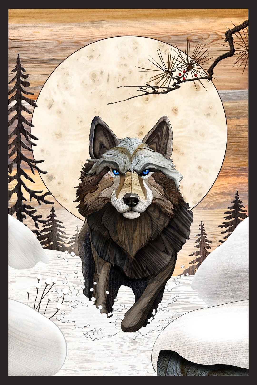 Wolf Image Metal Sign, Printed on Strong Aluminum Faced and Plastic ...