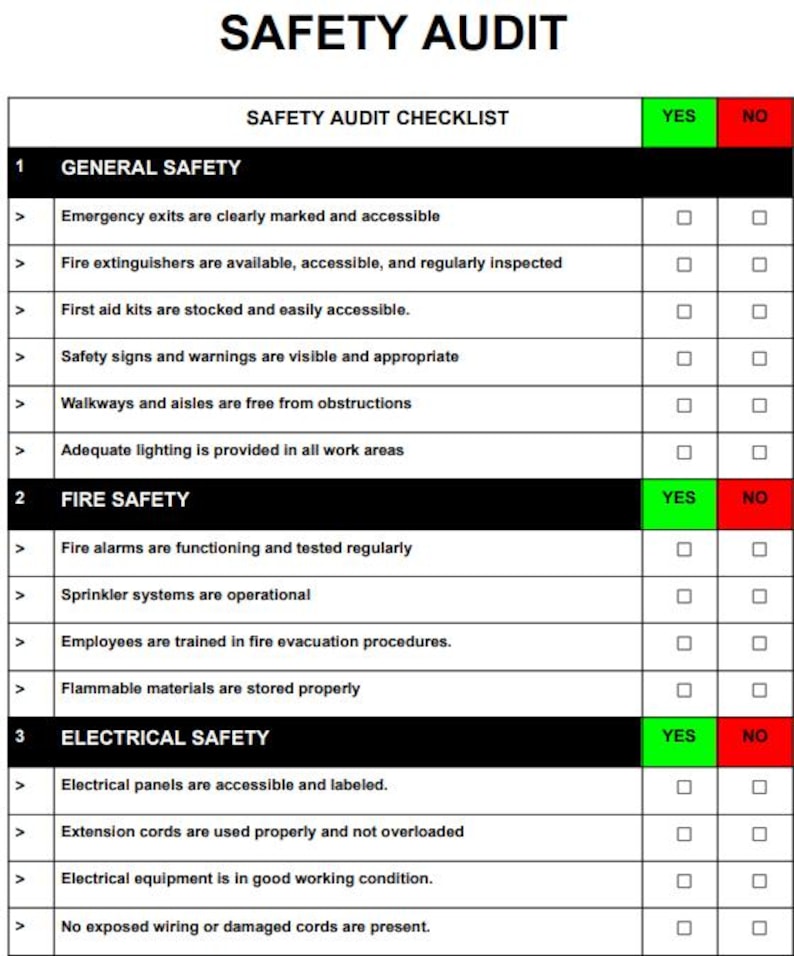 Workplace Safety Audit Checklist: | OSHA Compliance | Safety Inspection & HR Compliance ...