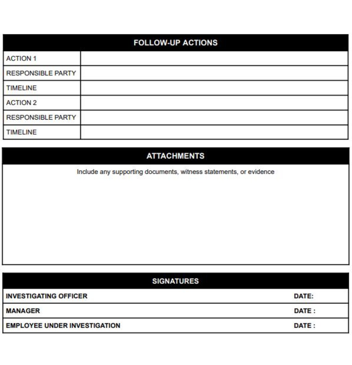 Employee Investigation Report Template, Incident Report Form, HR Policy ...