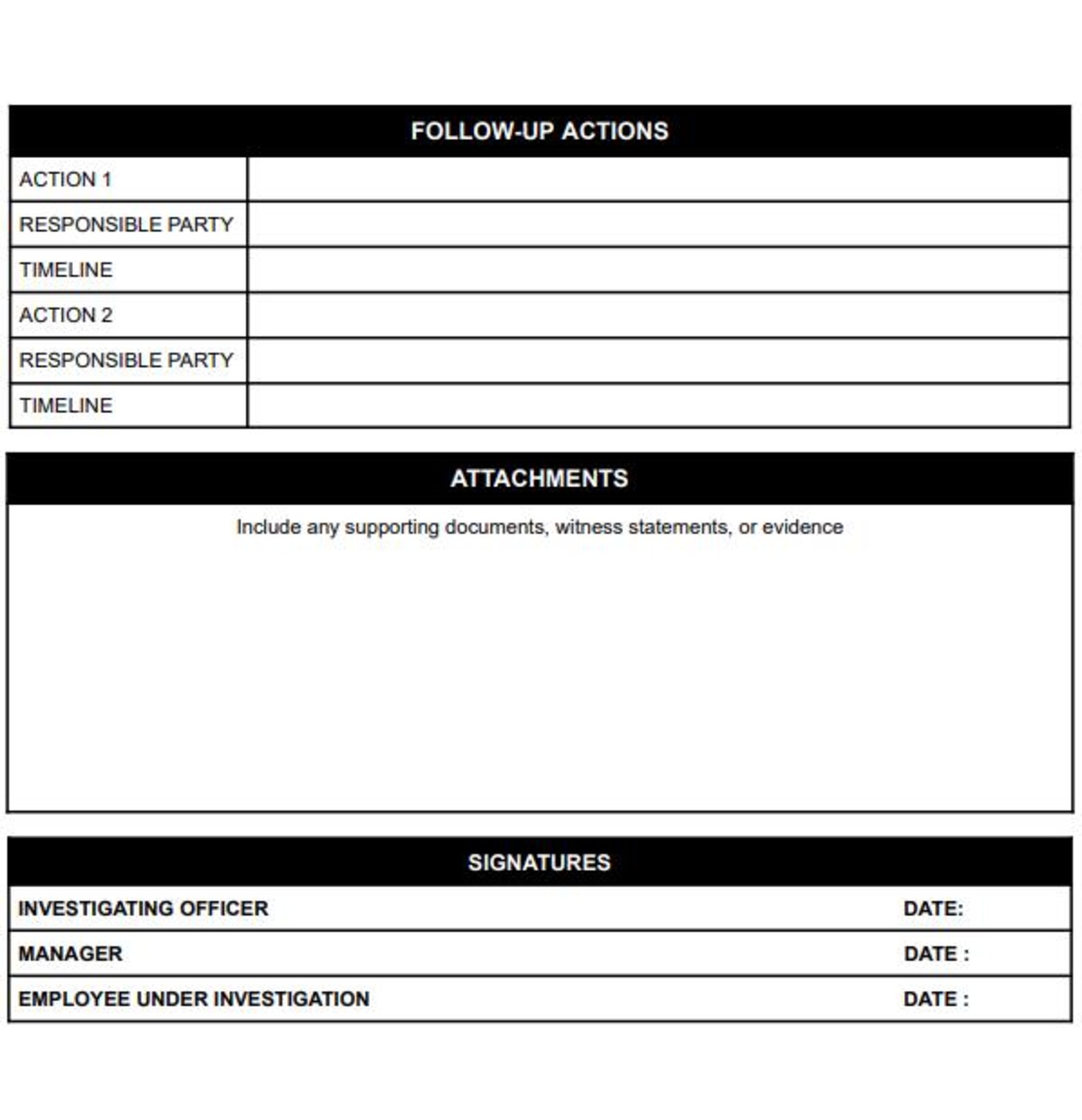Employee Investigation Report Template, Incident Report Form, HR Policy ...