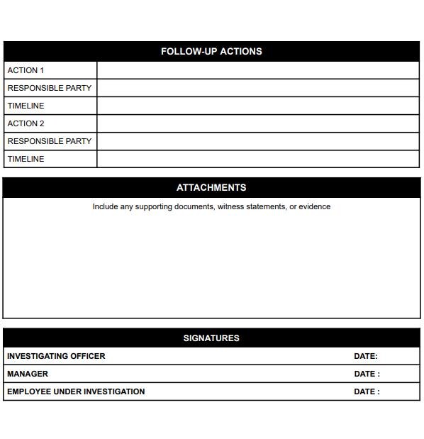 Employee Investigation Report Template, Incident Report Form, HR Policy ...