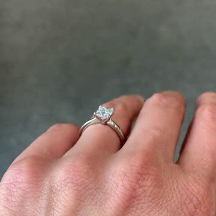 1.5 CT Princess Solitaire Lab Grown Diamond Ring, Pinched Shank ...