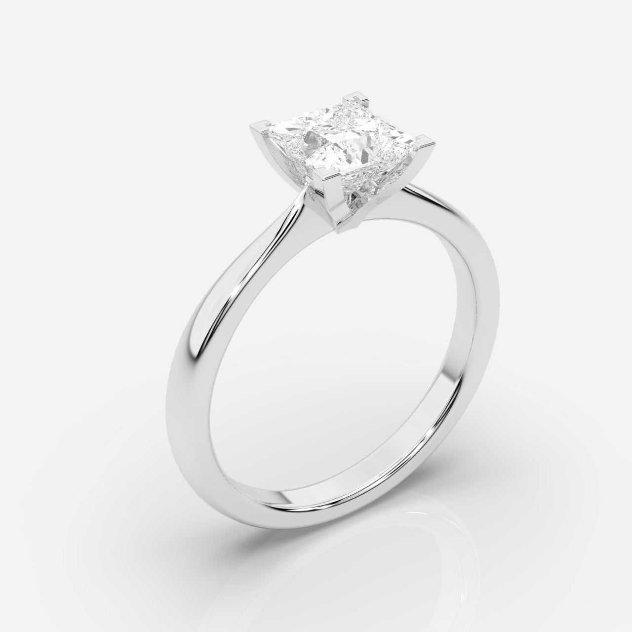 1.5 CT Princess Solitaire Lab Grown Diamond Ring, Pinched Shank ...