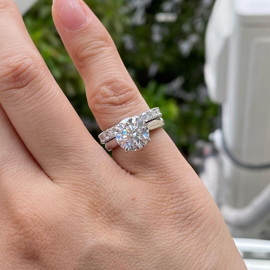 1.5 CT Round Solitaire Wedding Ring Set, 14k White Gold Round ...