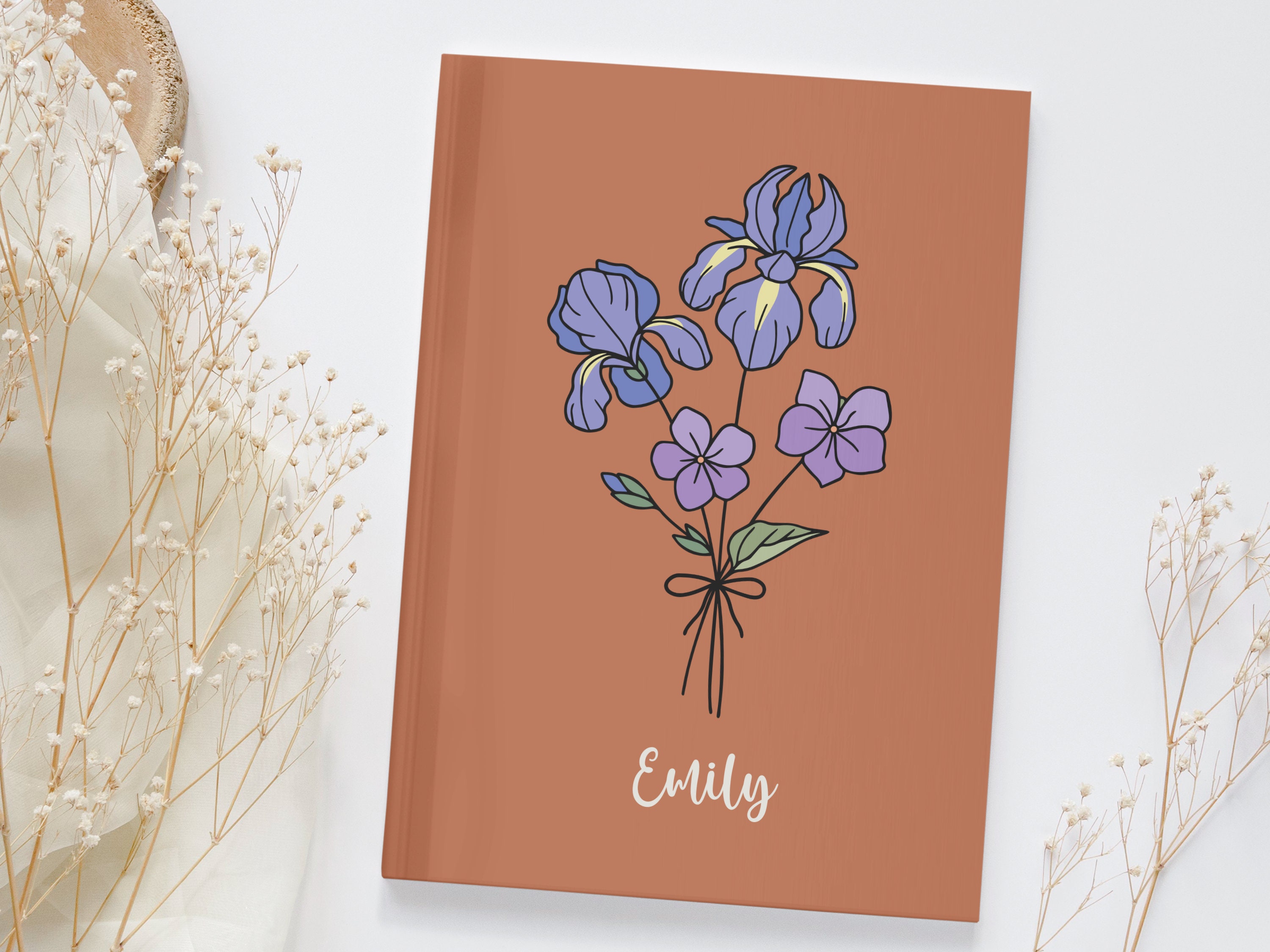 Birth Flower Journal, Personalized Journal, Custom Gift, Custom ...