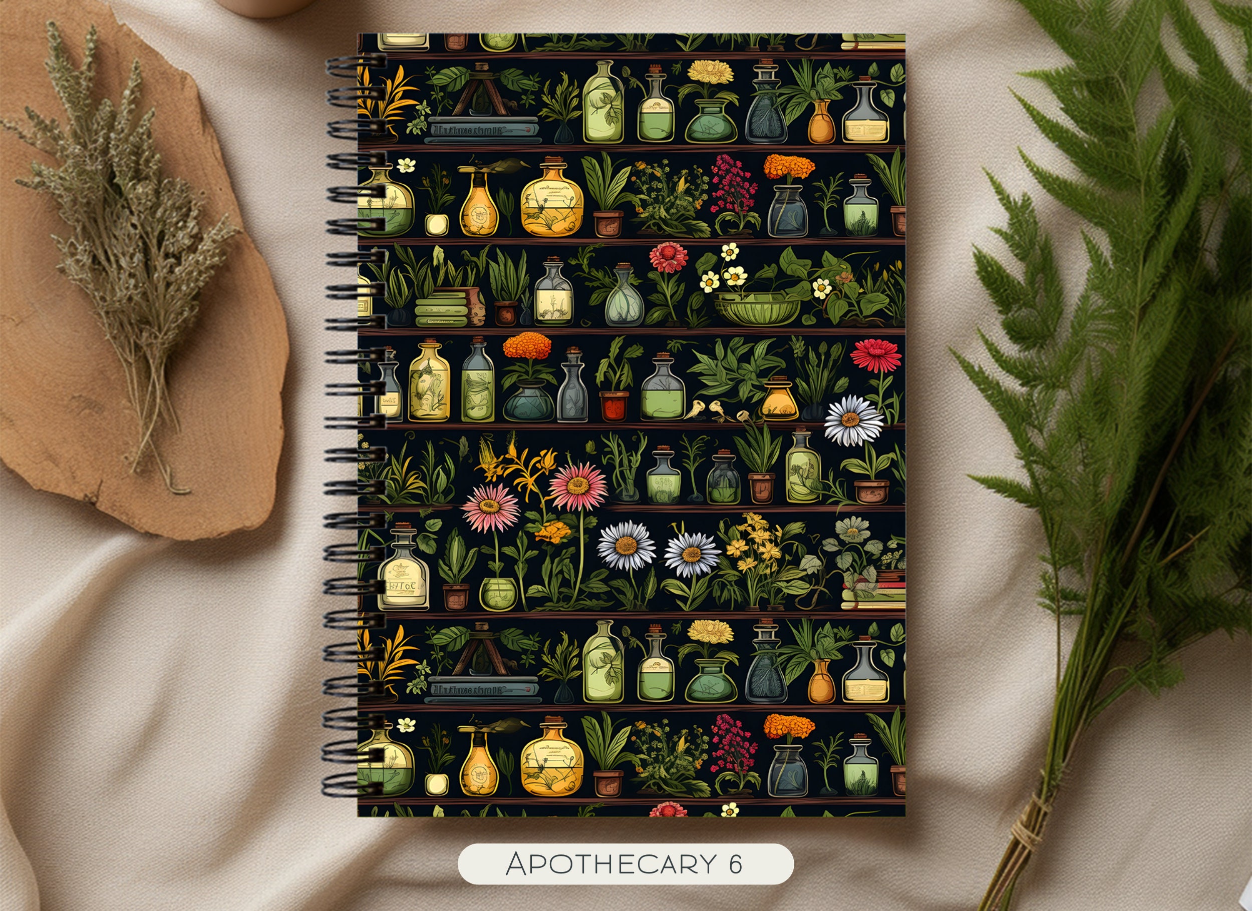 Apothecary Cabinet Spiral Notebook, Wildflower Journal, Cottagecore ...