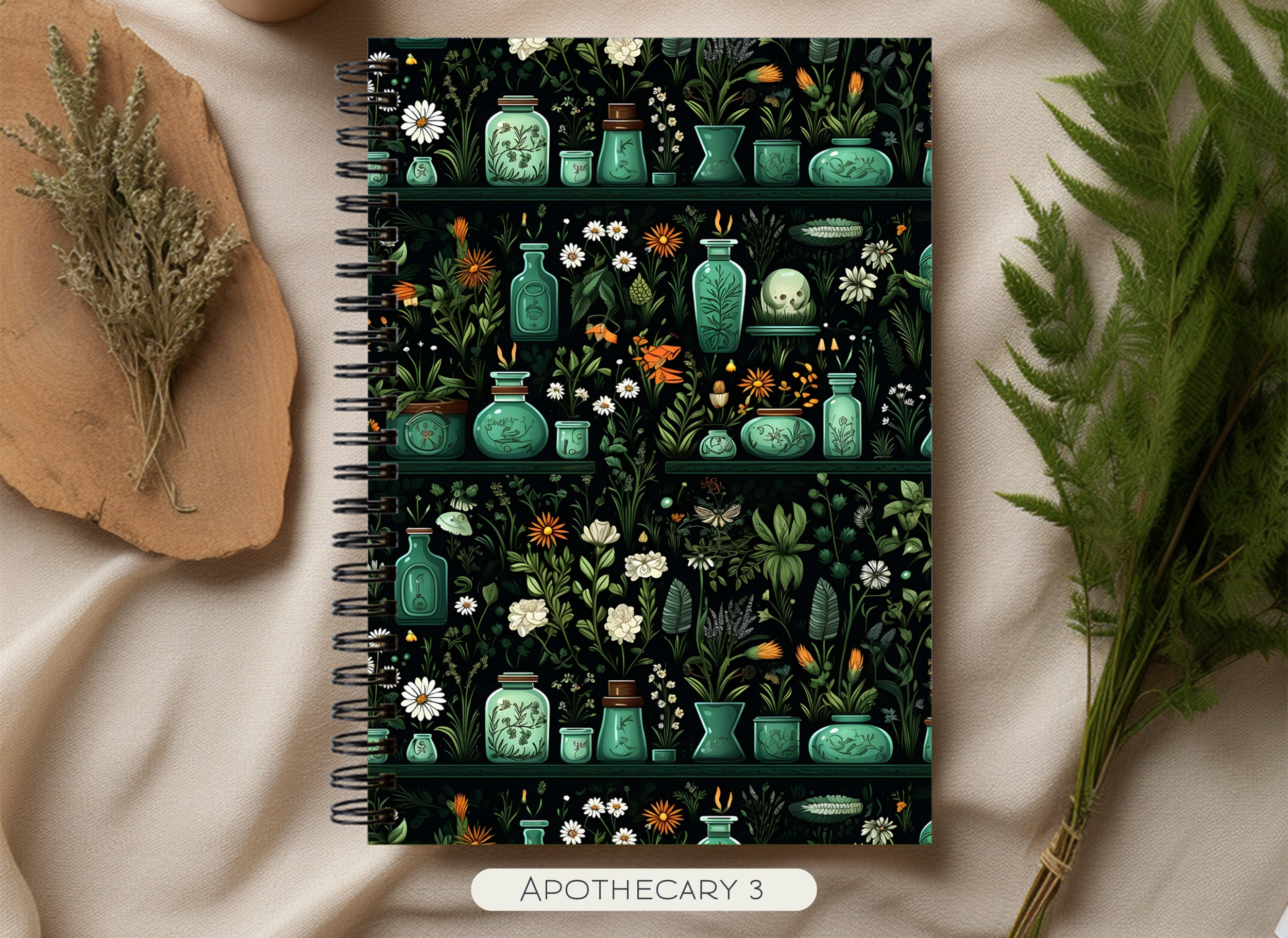 Apothecary Cabinet Spiral Notebook, Wildflower Journal, Cottagecore ...