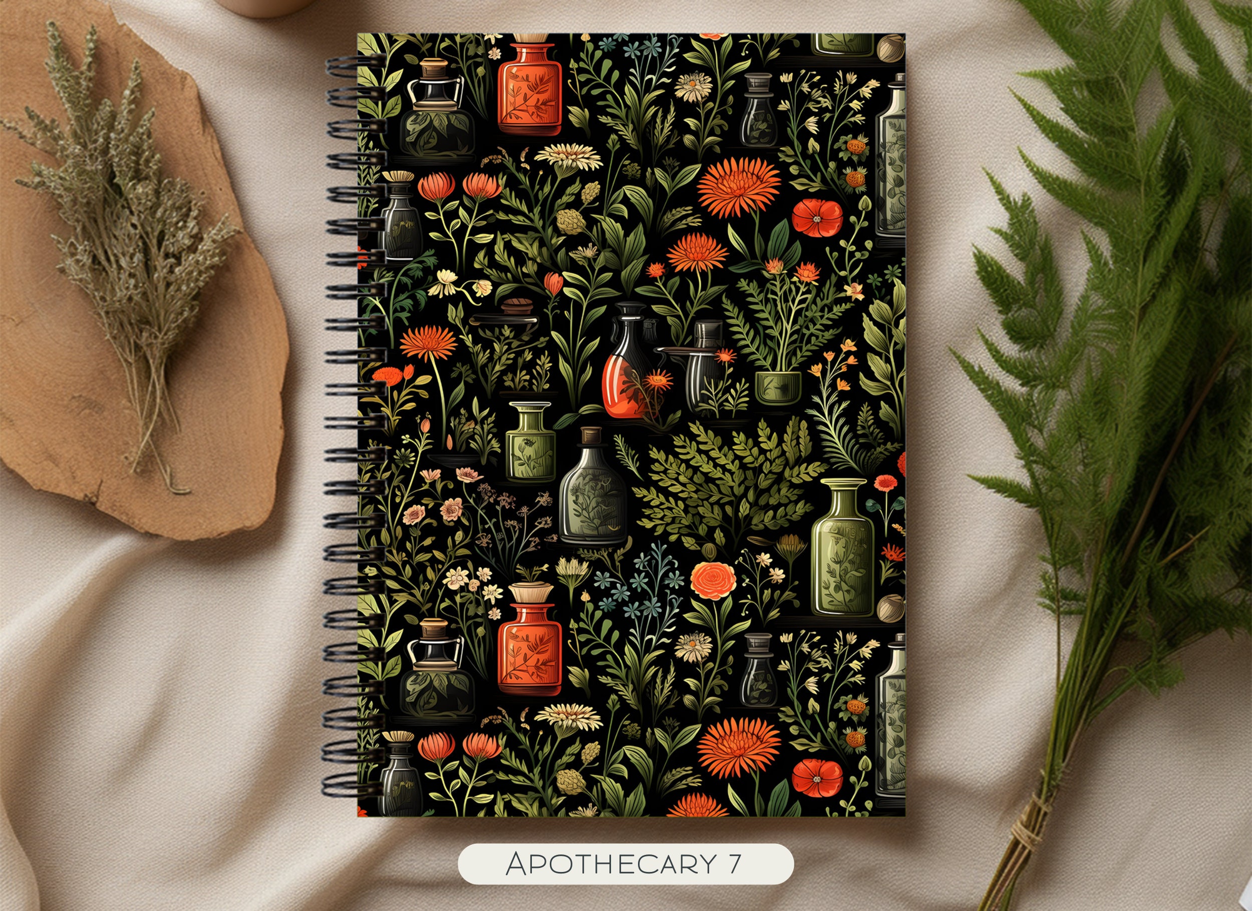 Apothecary Cabinet Spiral Notebook, Wildflower Journal, Cottagecore ...