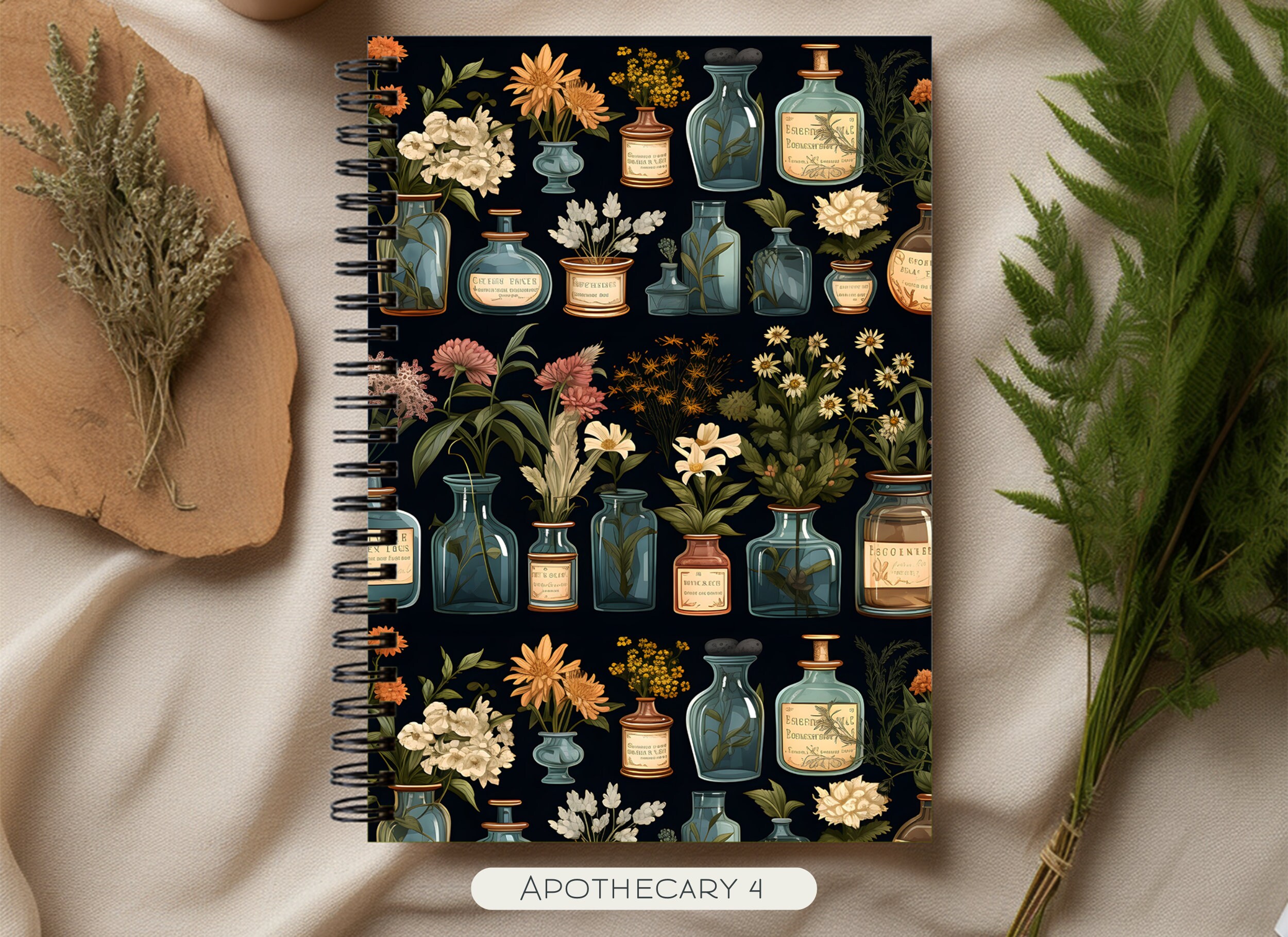 Apothecary Cabinet Spiral Notebook, Wildflower Journal, Cottagecore ...