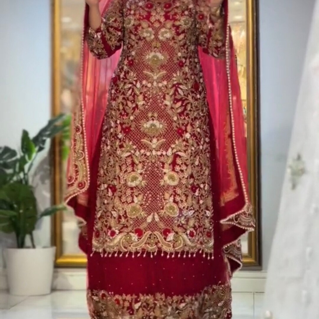 Pakistani Indian Baraat Bridal Wear Lenga Dress With High Quality ...