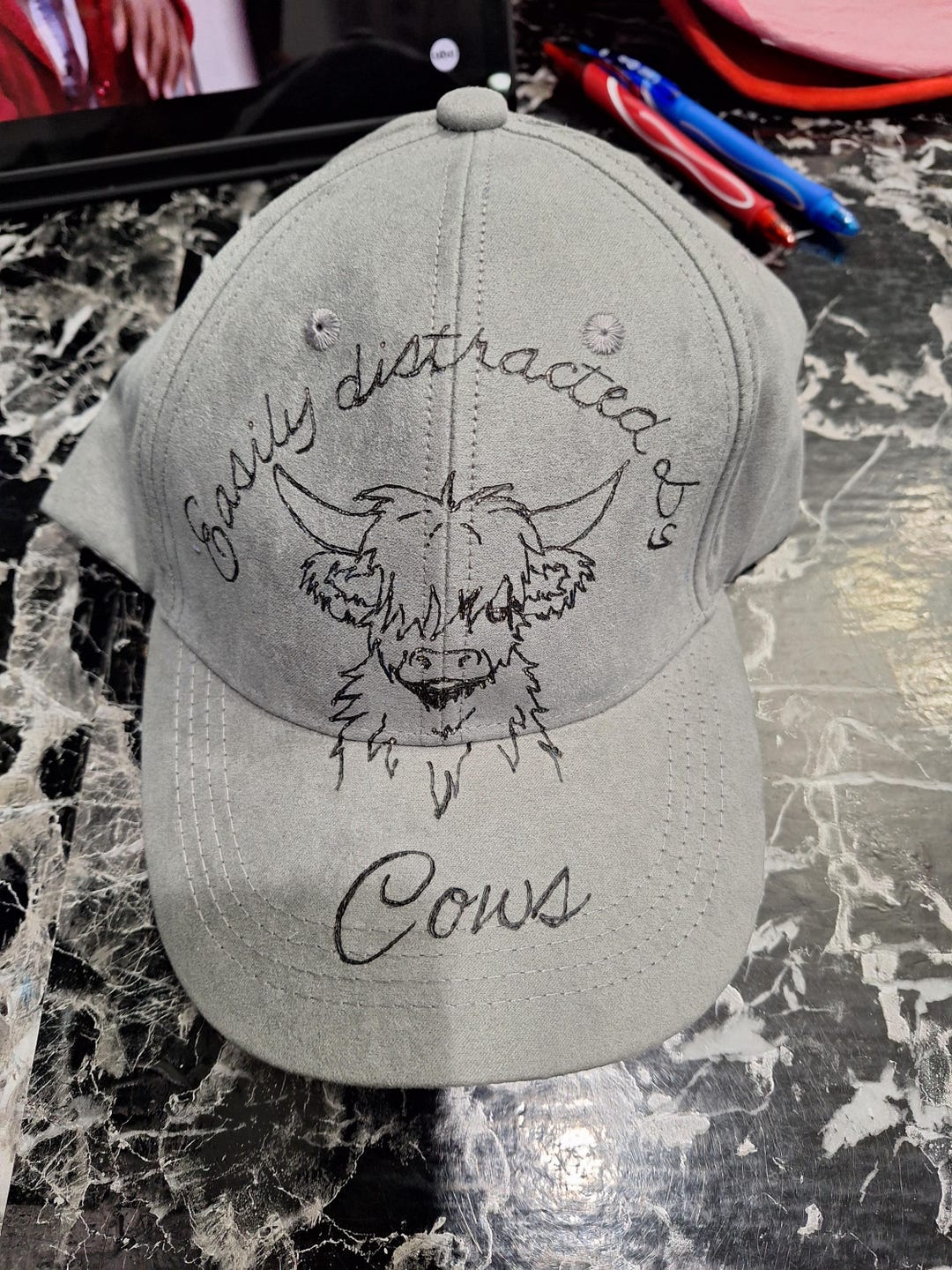Highland Cow Baseball Cap, Trucker Hat, Hand Burned Design, Easily ...