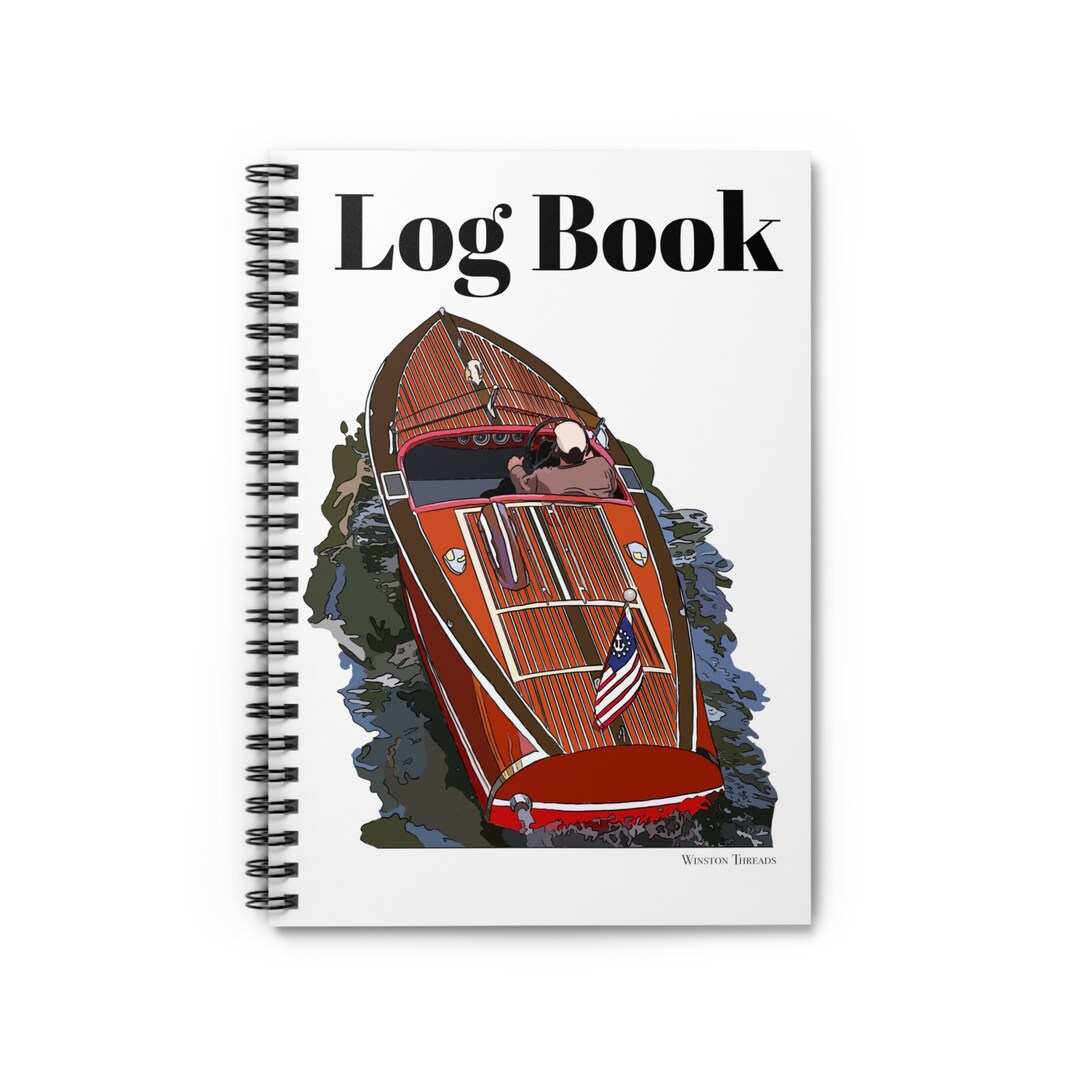 Hand Drawn Chris Craft Wooden Boat Spiral Notebook Ruled Line Pages for ...