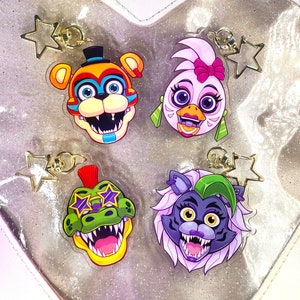 FNAF Security Breach Keychains Glamrock / Shattered Freddy, Monty ...