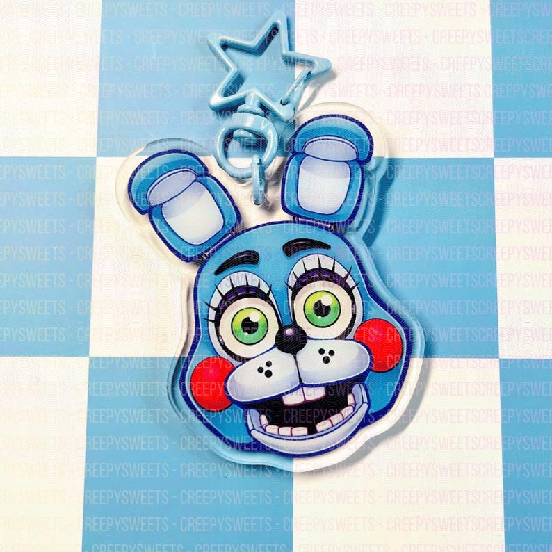 TOY BONNIE Keychain- 2.5" Double-sided Acrylic Charm, FNAF 2 (five ...
