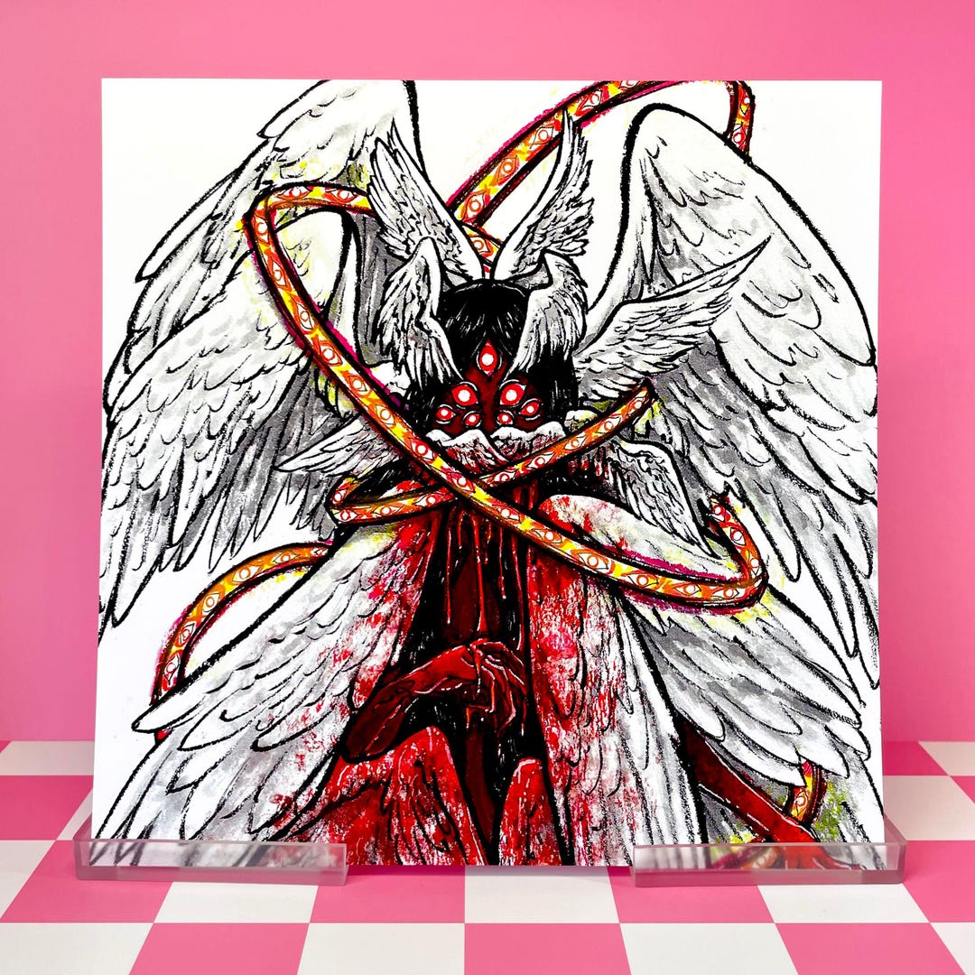 Angel - Goretober Horror Art Print - 8x8 Inch Square Print Satin ...