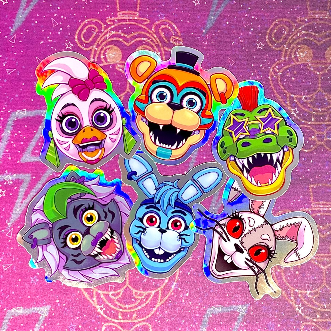 Mini 2" Holo FNAF Security Breach Sticker Pack! -6 STICKERS- Glamrock ...