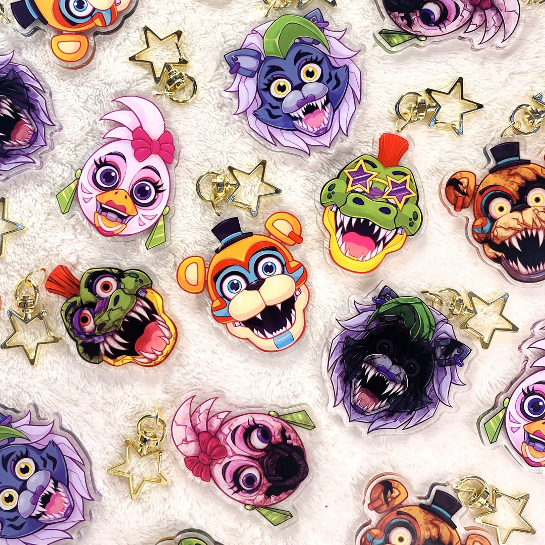 FNAF Security Breach Keychains Glamrock / Shattered Freddy, Monty ...