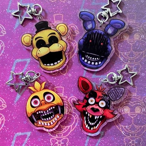 FNAF Keychains Freddy, Bonnie, Chica, Foxy 2.5" Double-sided Acrylic ...