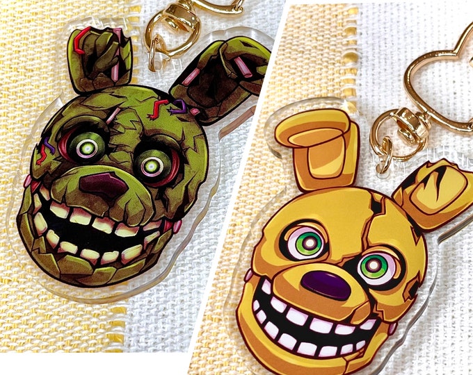 Springtrap, Spring Bonnie, Yellow Rabbit 2.5 Double-sided Acrylic Charm ...
