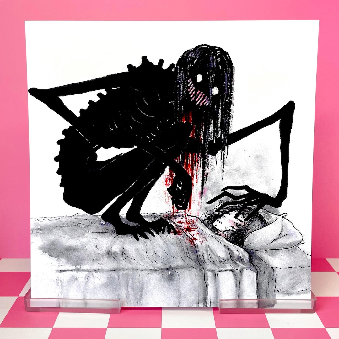 Sleep Paralysis Demon - Goretober Horror Art Print - 8x8 Inch Square ...