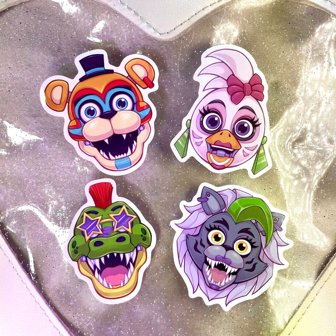 Fnaf Security Breach Glamrock Shattered Freddy Monty Chica Roxy 25 Vinyl Stickers Five