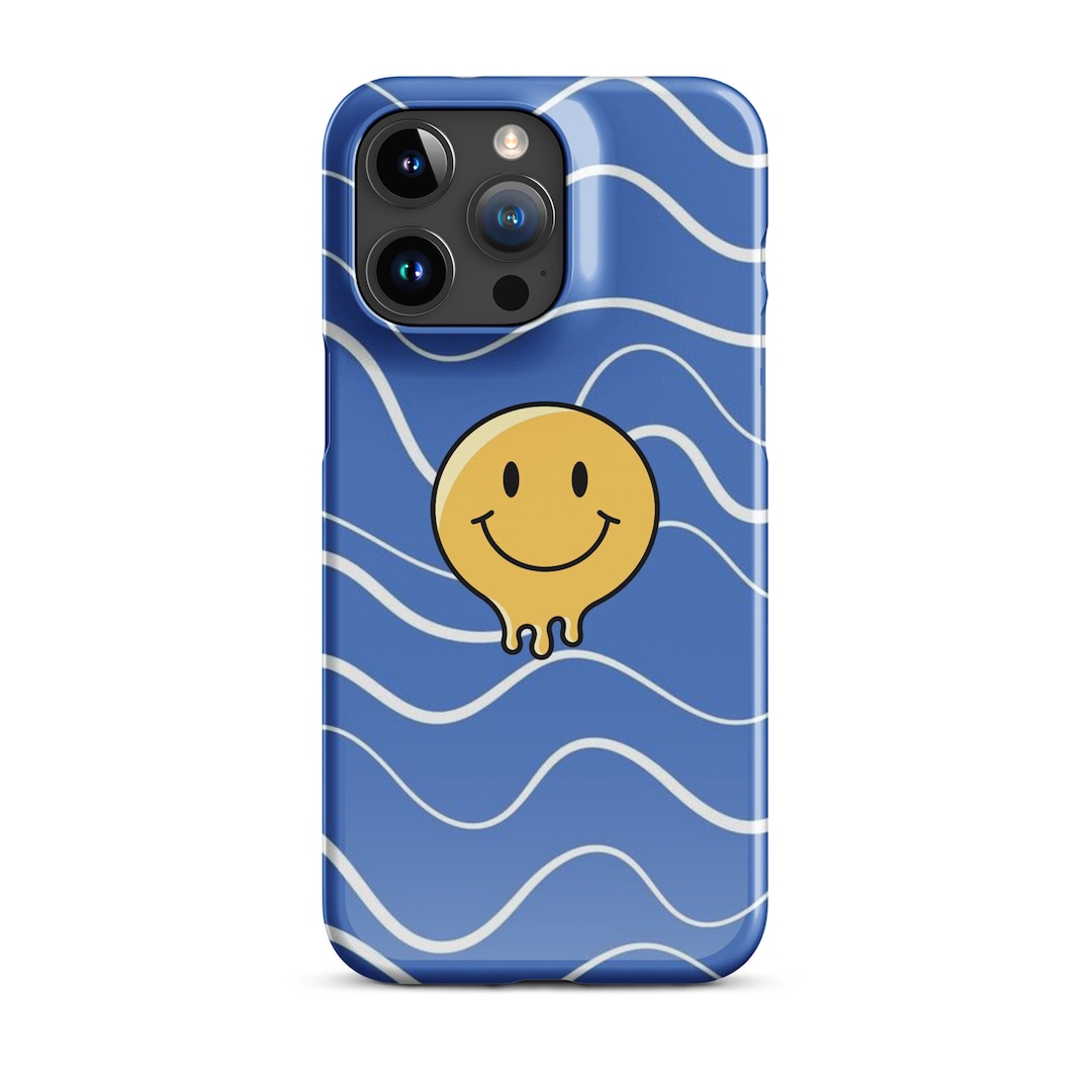 Smiley Face iPhone Case Blue & White - Etsy