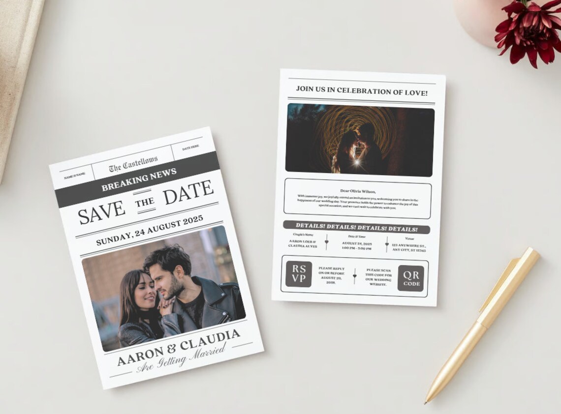Save the Date Newspaper - Etsy