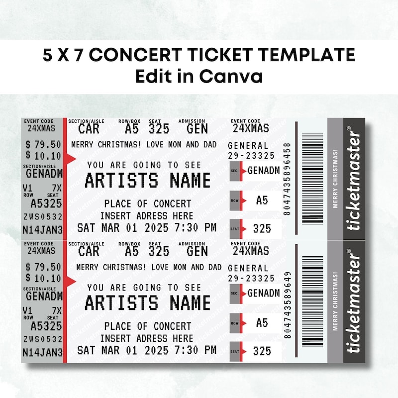 Concert Ticket Template - Etsy