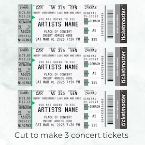 Concert Ticket Template Ticketmaster Design, Concert Ticket Gift, Edit ...