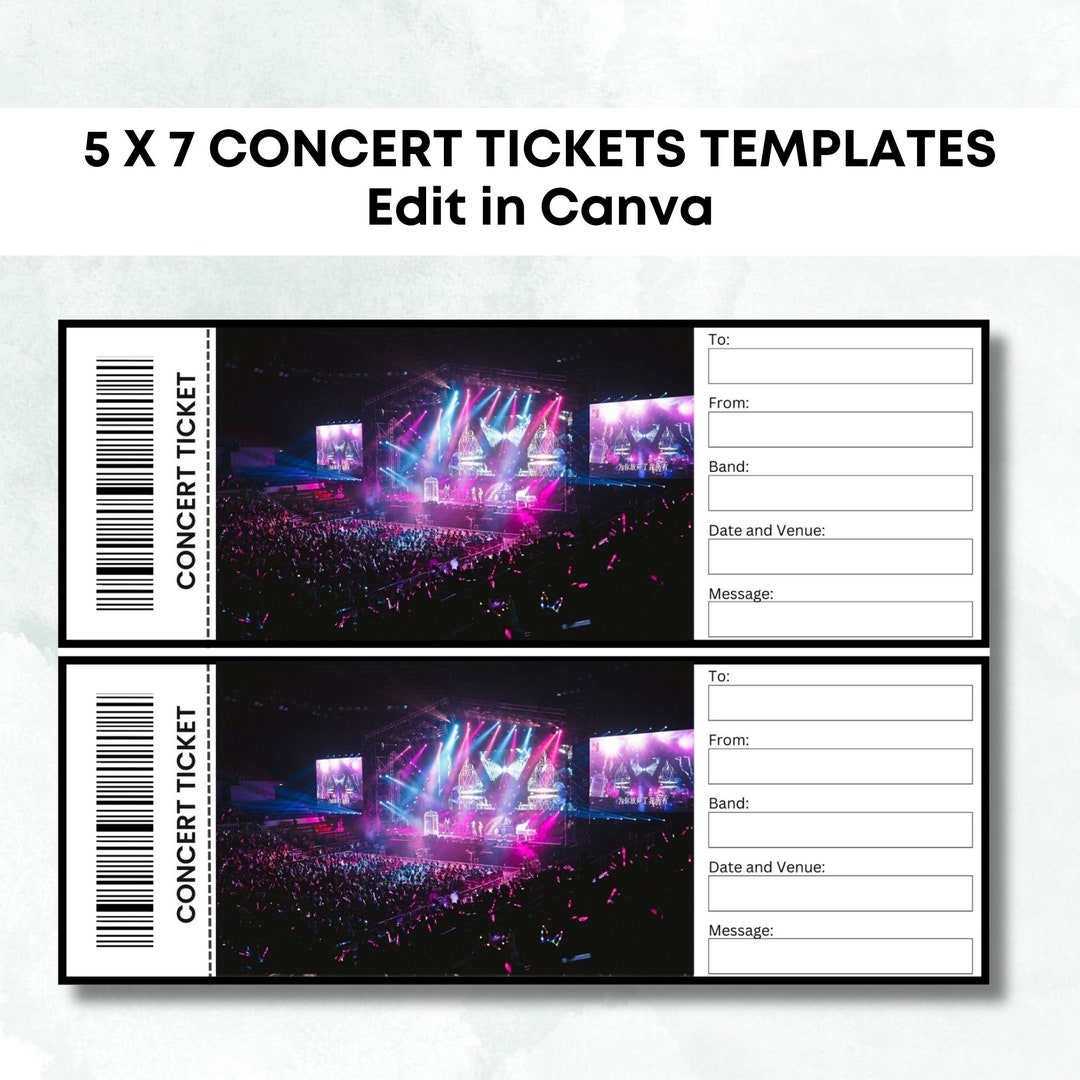 Concert Ticket Template, Concert Ticket Gift, Edit in Canva, Fill and ...