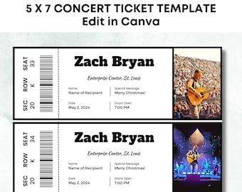 Concert Ticket Template, Concert Ticket Gift, Edit in Canva, Fill and ...