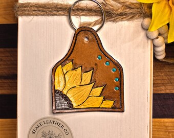 Hand Tooled Leather Keychain - Etsy