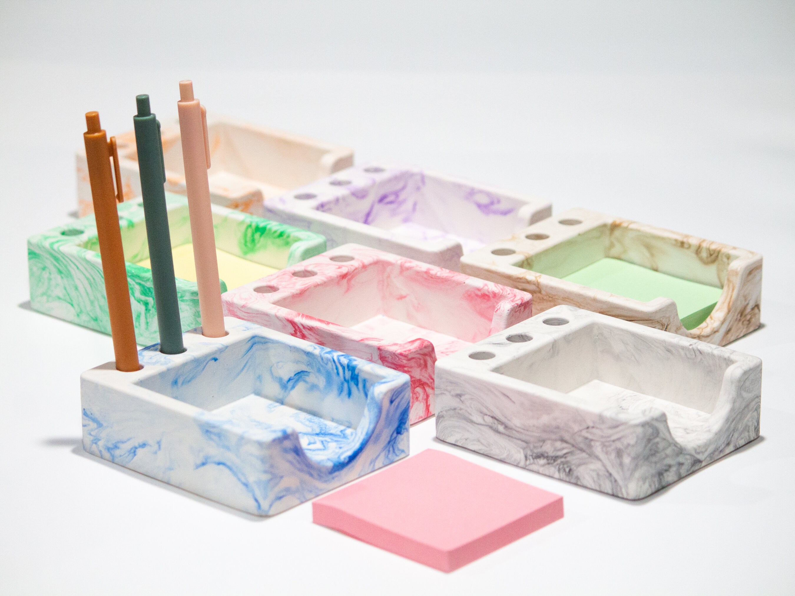 Concrete Sticky Note Holder, 3x3 Notes Stand for Desk Organizer, Office ...