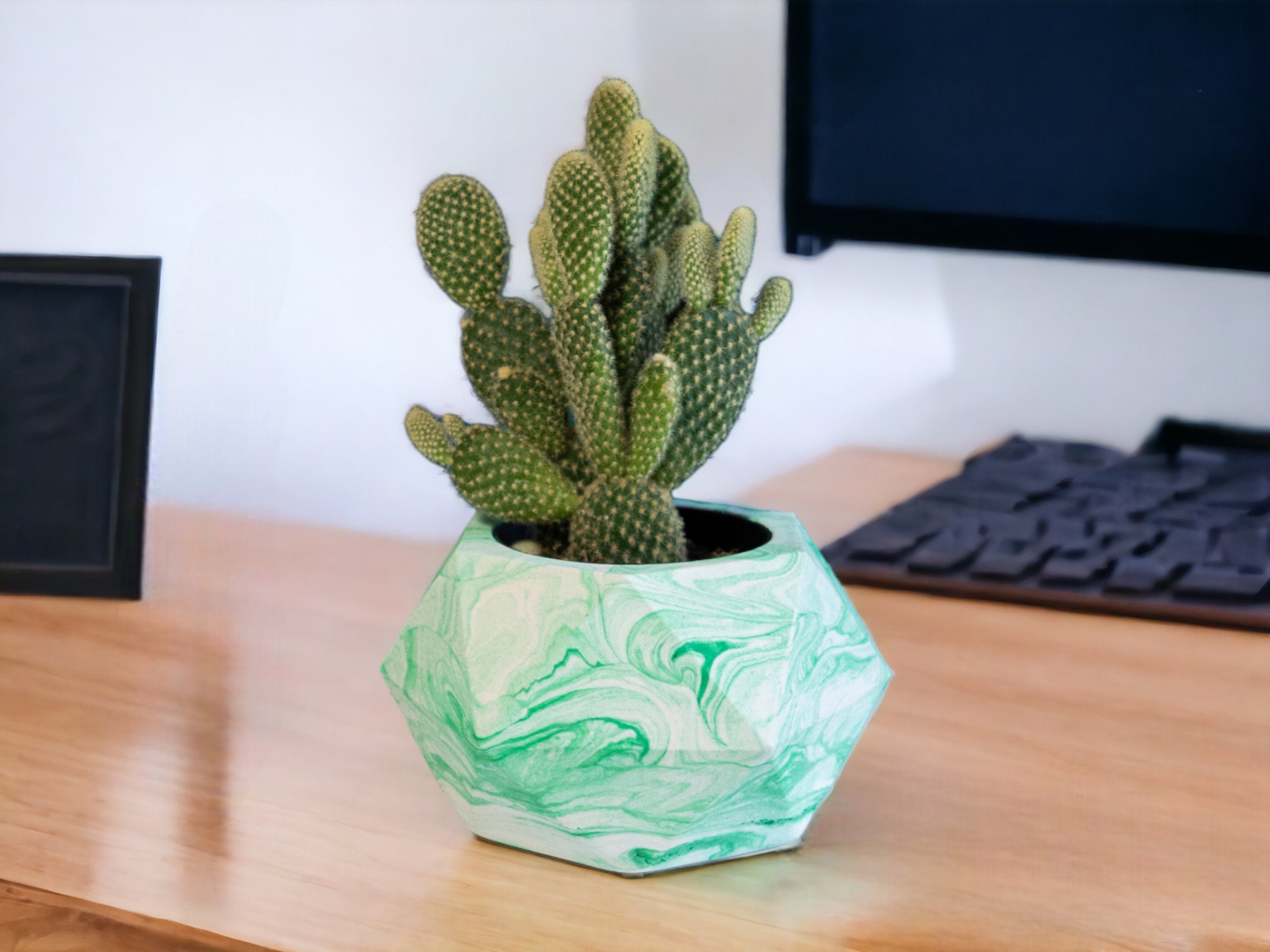 Geometric Planter, Home Office Desk Plant Pot, Cactus Planter, Cute ...