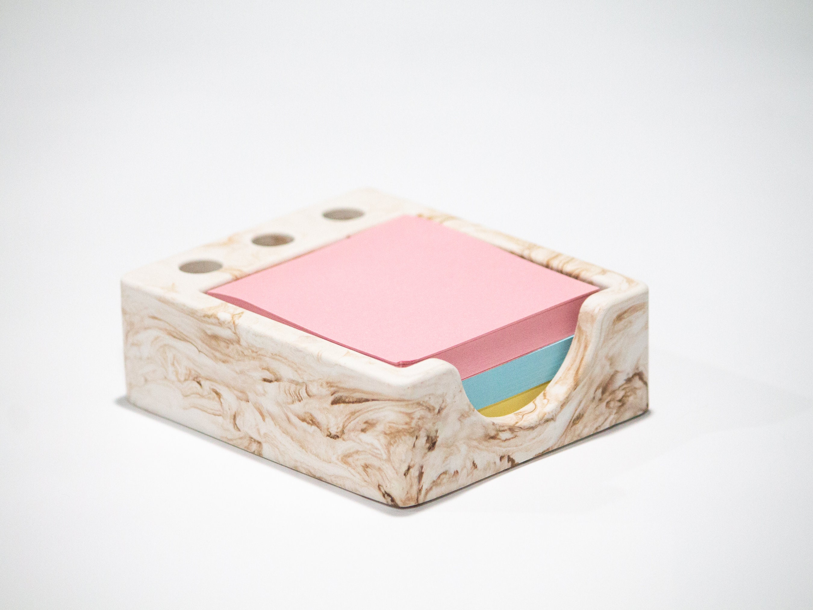 Concrete Sticky Note Holder, 3x3 Notes Stand for Desk Organizer, Office ...