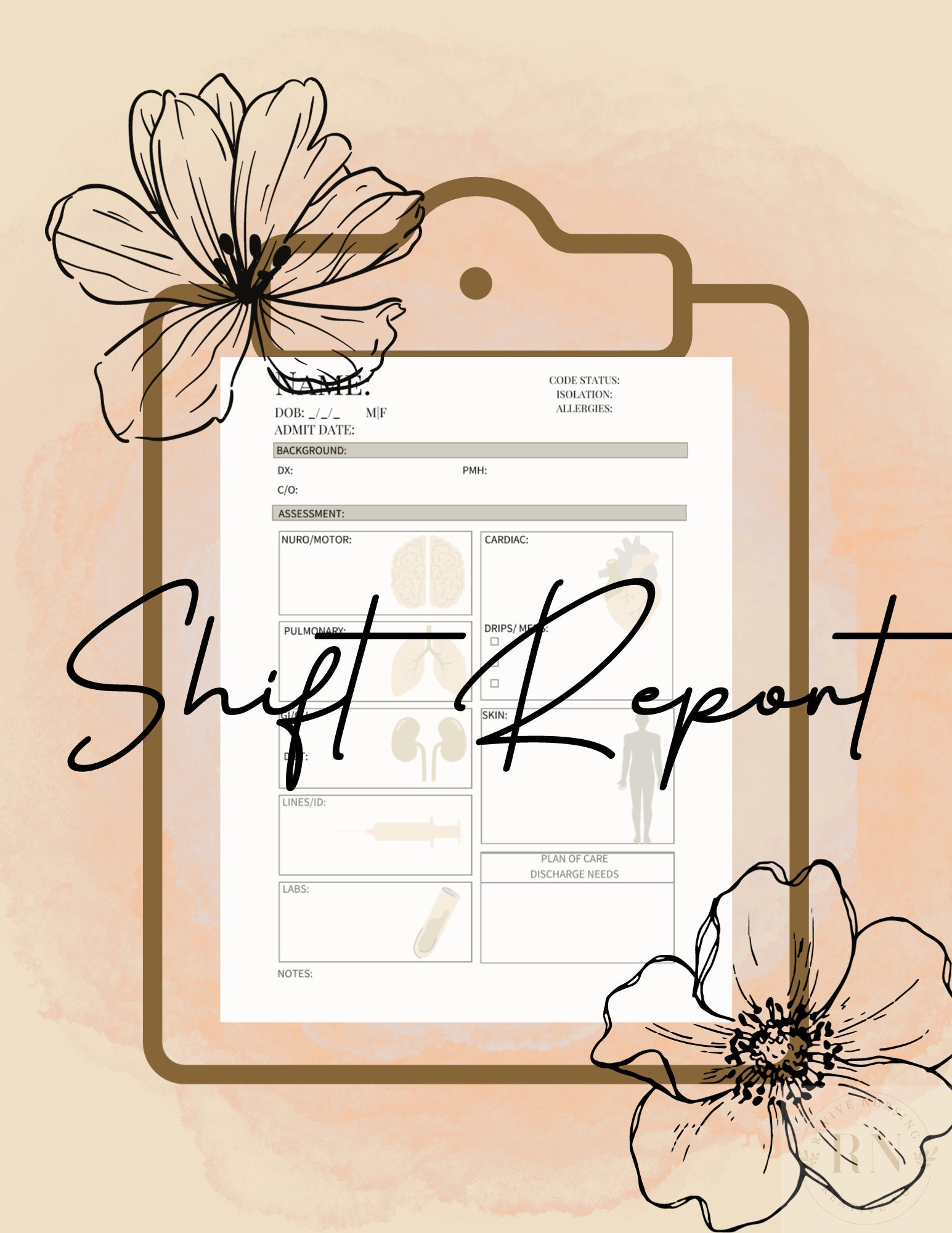 RN Printable Report Sheet - Etsy