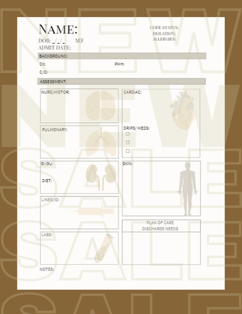 RN Printable Report Sheet - Etsy