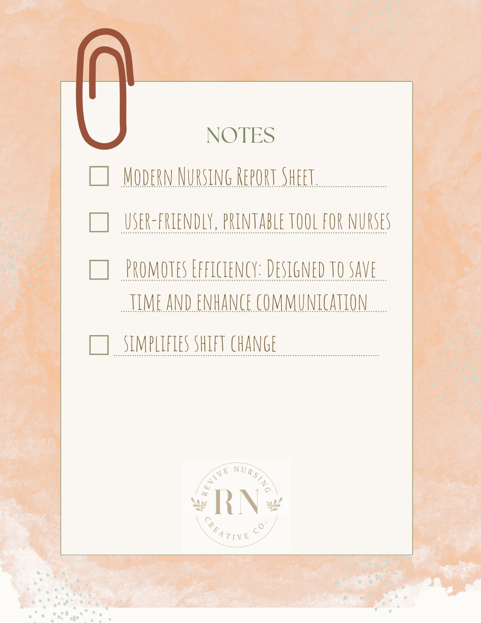 RN Printable Report Sheet - Etsy
