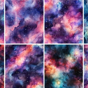 Watercolor Nebula Galaxy Seamless Digital Paper - Starfield Galaxy ...