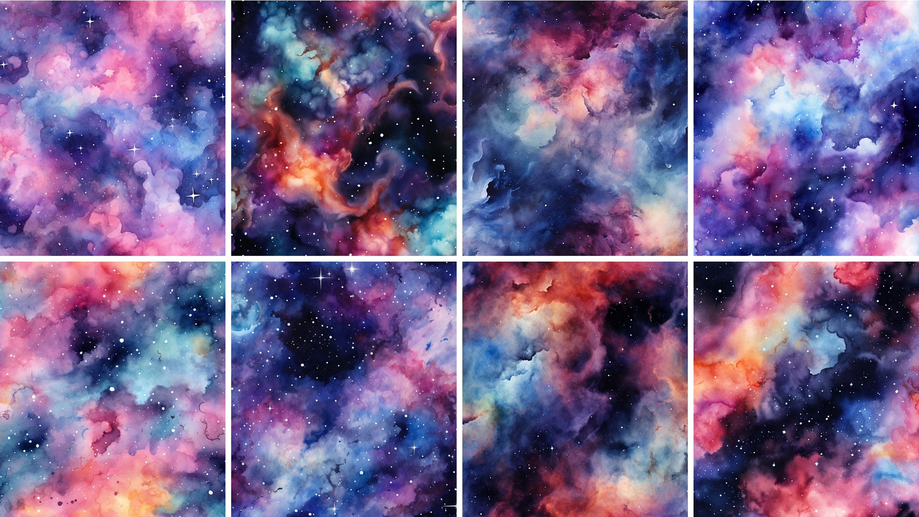 Watercolor Nebula Galaxy Seamless Digital Paper - Starfield Galaxy ...