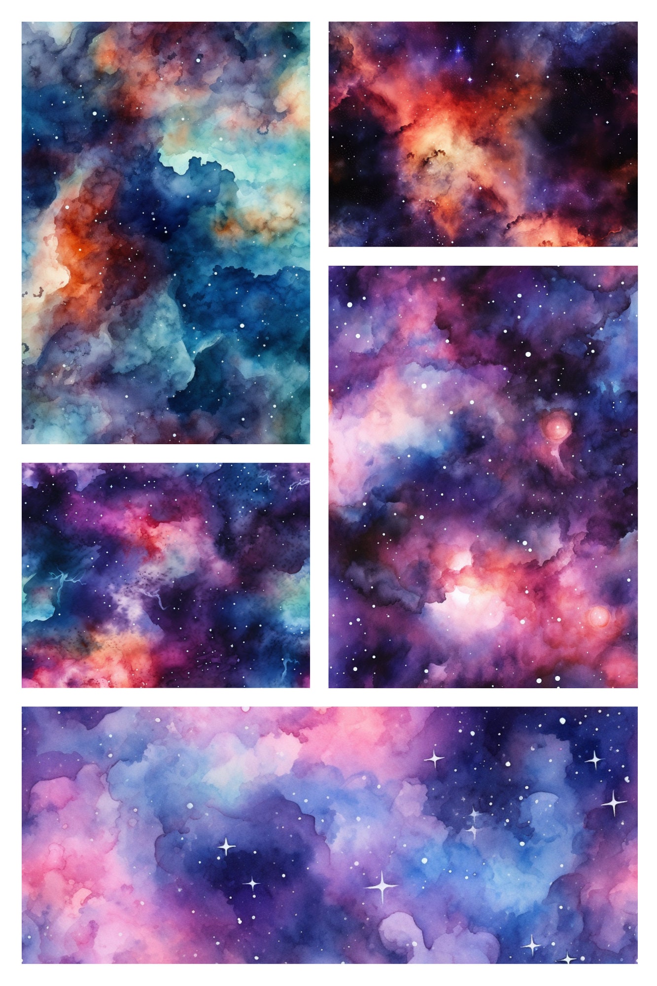 Watercolor Nebula Galaxy Seamless Digital Paper - Starfield Galaxy ...