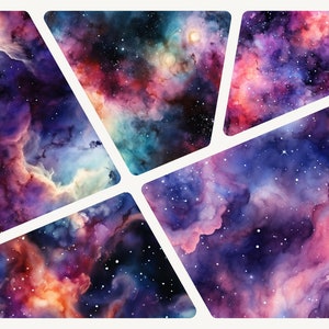 Watercolor Nebula Galaxy Seamless Digital Paper - Starfield Galaxy ...